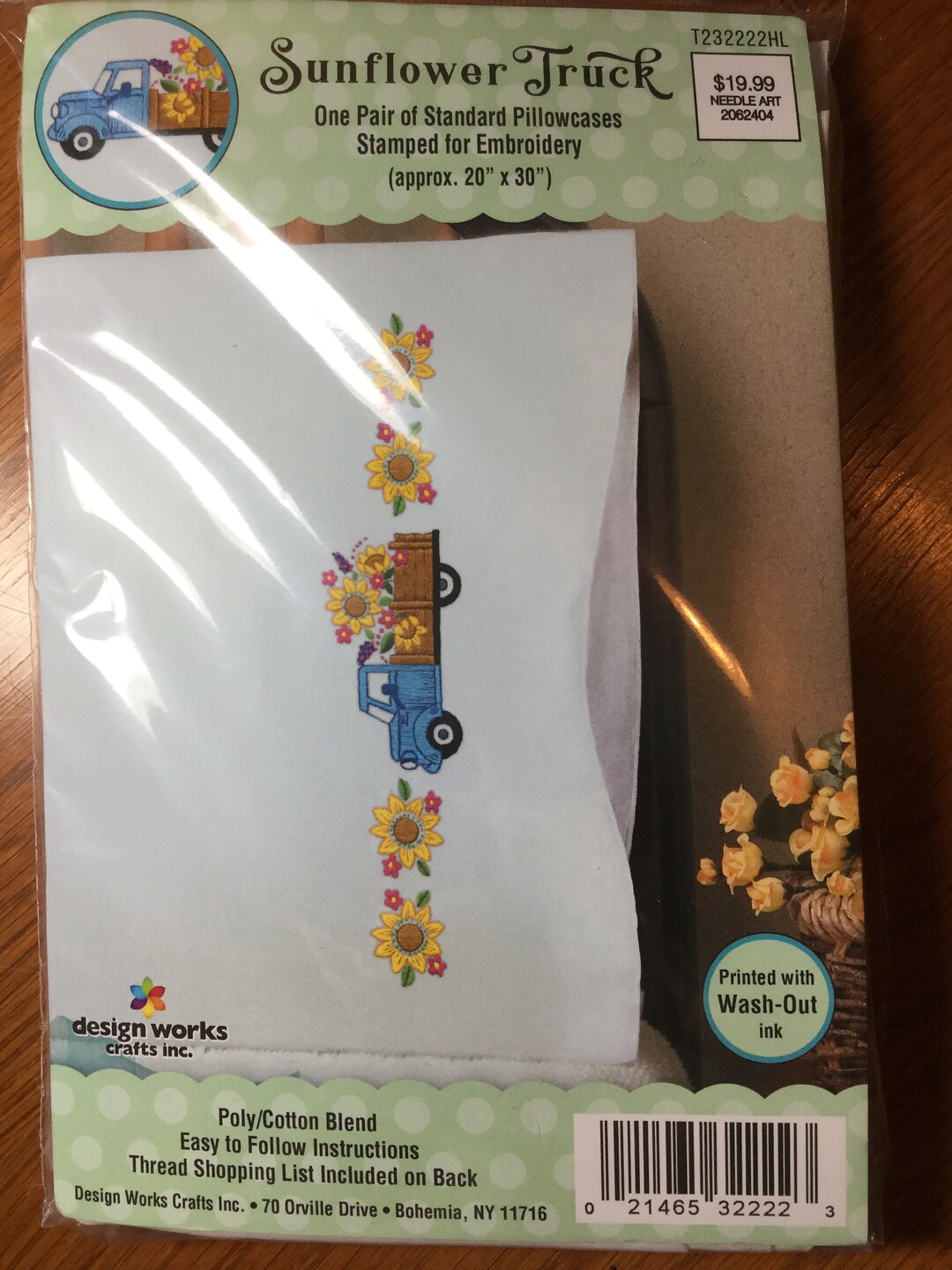New in Package Design Works Crafts Pillowcase Embroidery Kit Sunflower ...