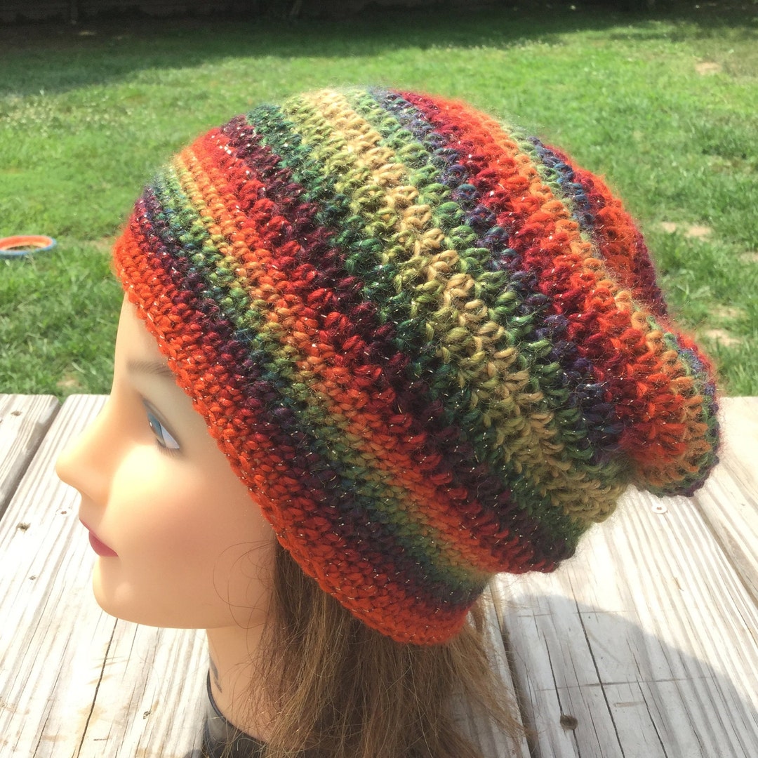 Light Weight Colorful Crochet Slouch Hat, Bit of Sparkle Slouchy Hat - Etsy