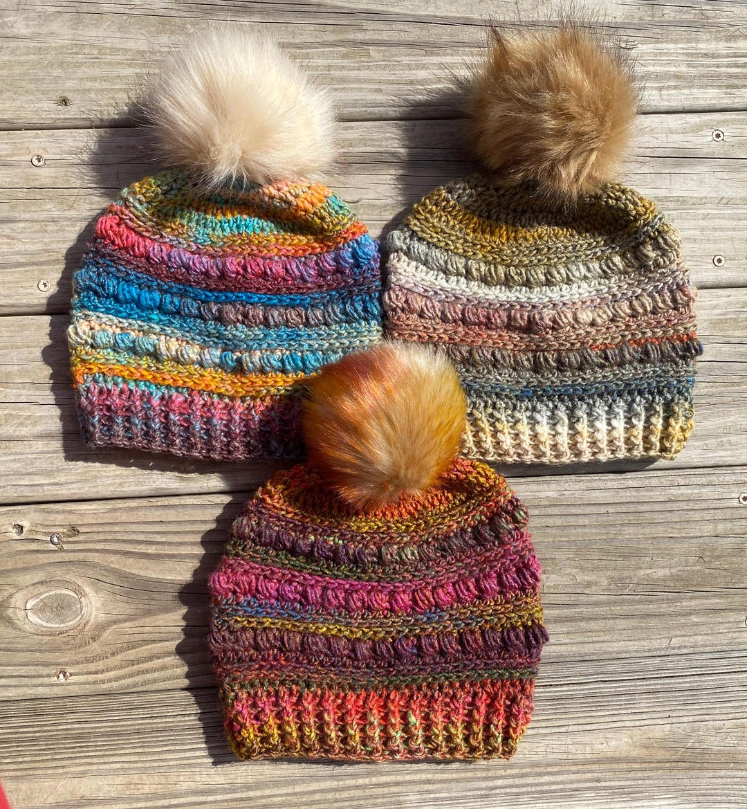 Color Choice Bumpy Slouch Hat, Winter Pom Pom Hat, Pom Pom Slouchy Hat ...