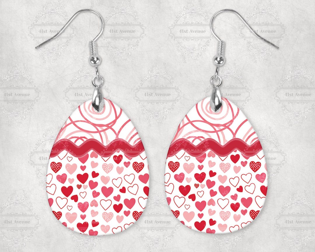 Digital File - Swirls & Sweethearts, Valentine's Day Earrings, Holiday ...