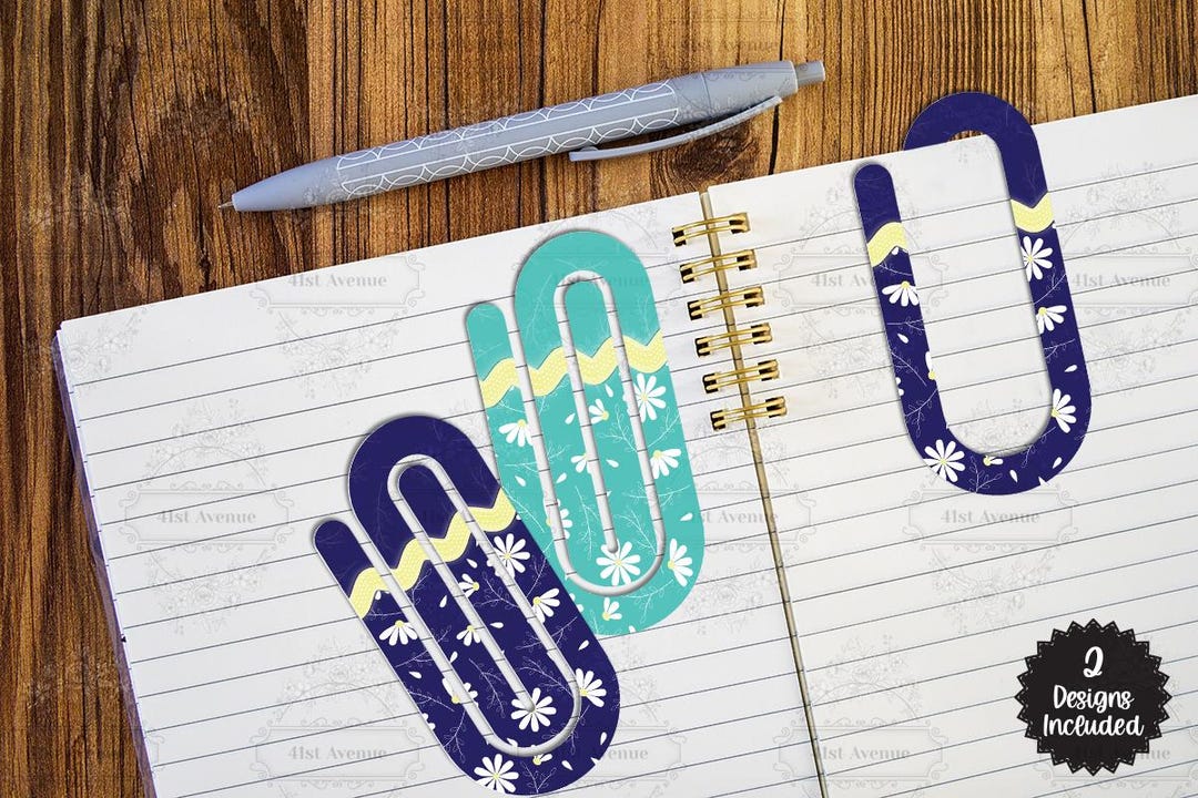 DIGITAL FILE - Daisy Paper Clips, Mint Navy Daisy Paperclips, Daisy ...