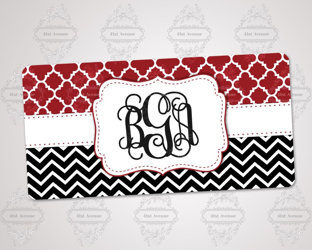 DIGITAL FILE - Maroon & Black, Monogram License Plate, License Plate ...