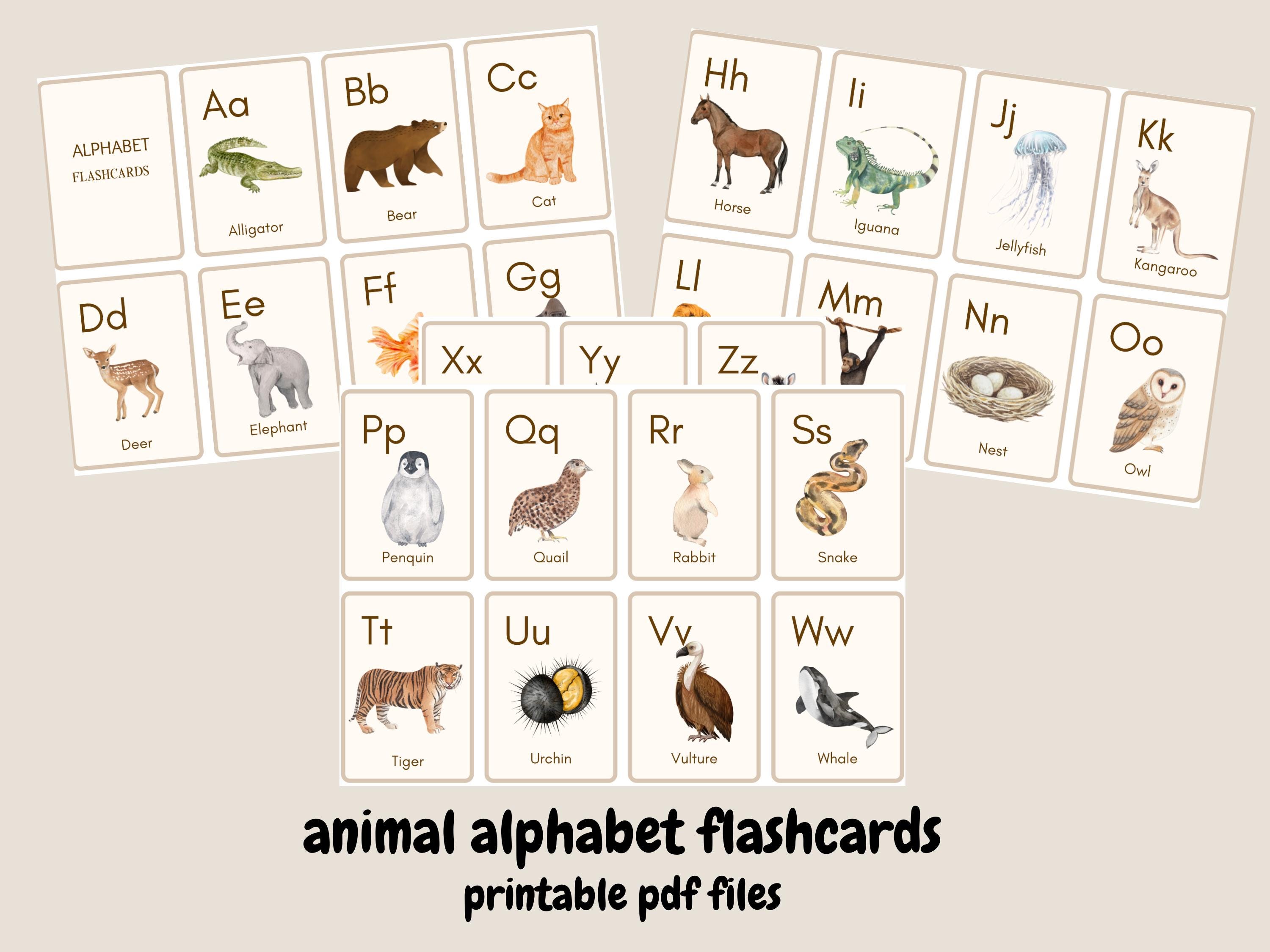 Alphabet Flashcards for Kids, Animal Themed Alphabet Flashcards ...