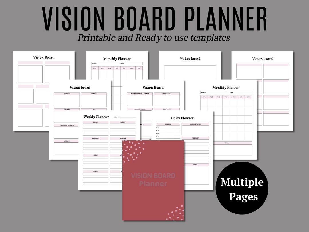 Printable Vision Board Planner, Vision Board Kit, 2025 Vision Board ...