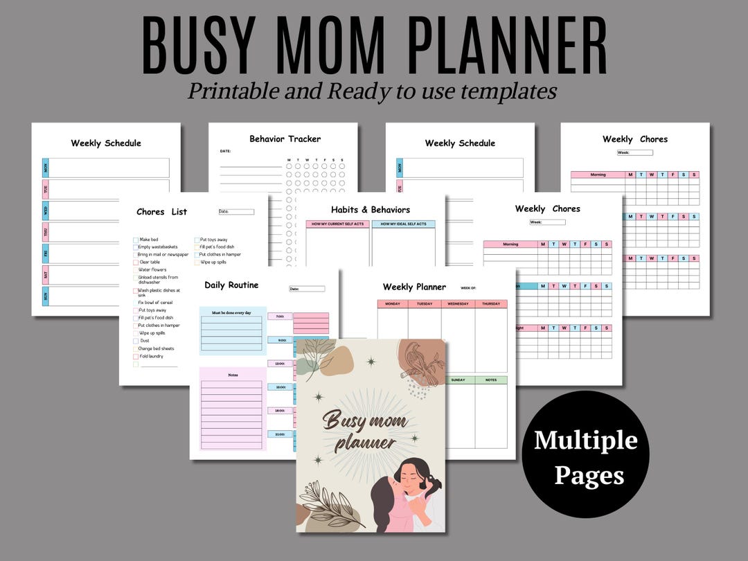 Busy Mom Planner, Digital Template Planner, Stay at Home Mom Planner ...