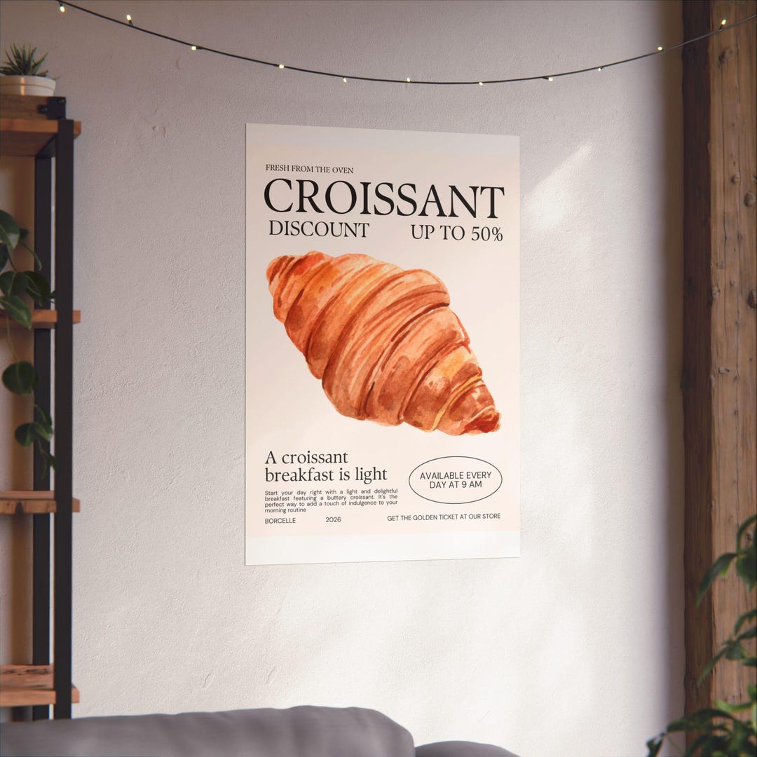 Artistic Croissant Poster Set - French Bakery Decor, Breakfast Art ...