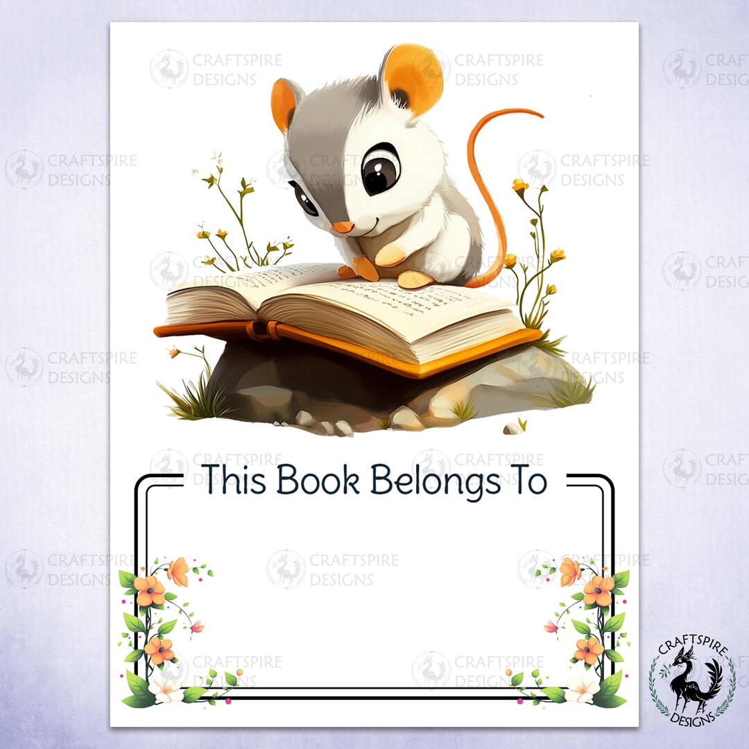 Cute Mouse Bookplate Printable Animal-themed Bookplate for Kids ...
