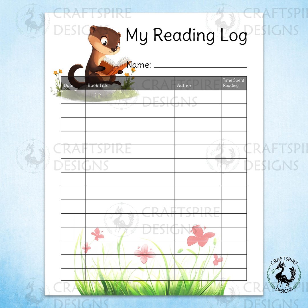 Woodland Otter Reading Log Set – Cute Printable Book Tracker for Kids ...