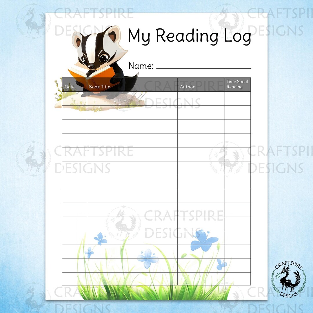Woodland Animal Reading Log Printables – Cute Badger Weekly Book ...