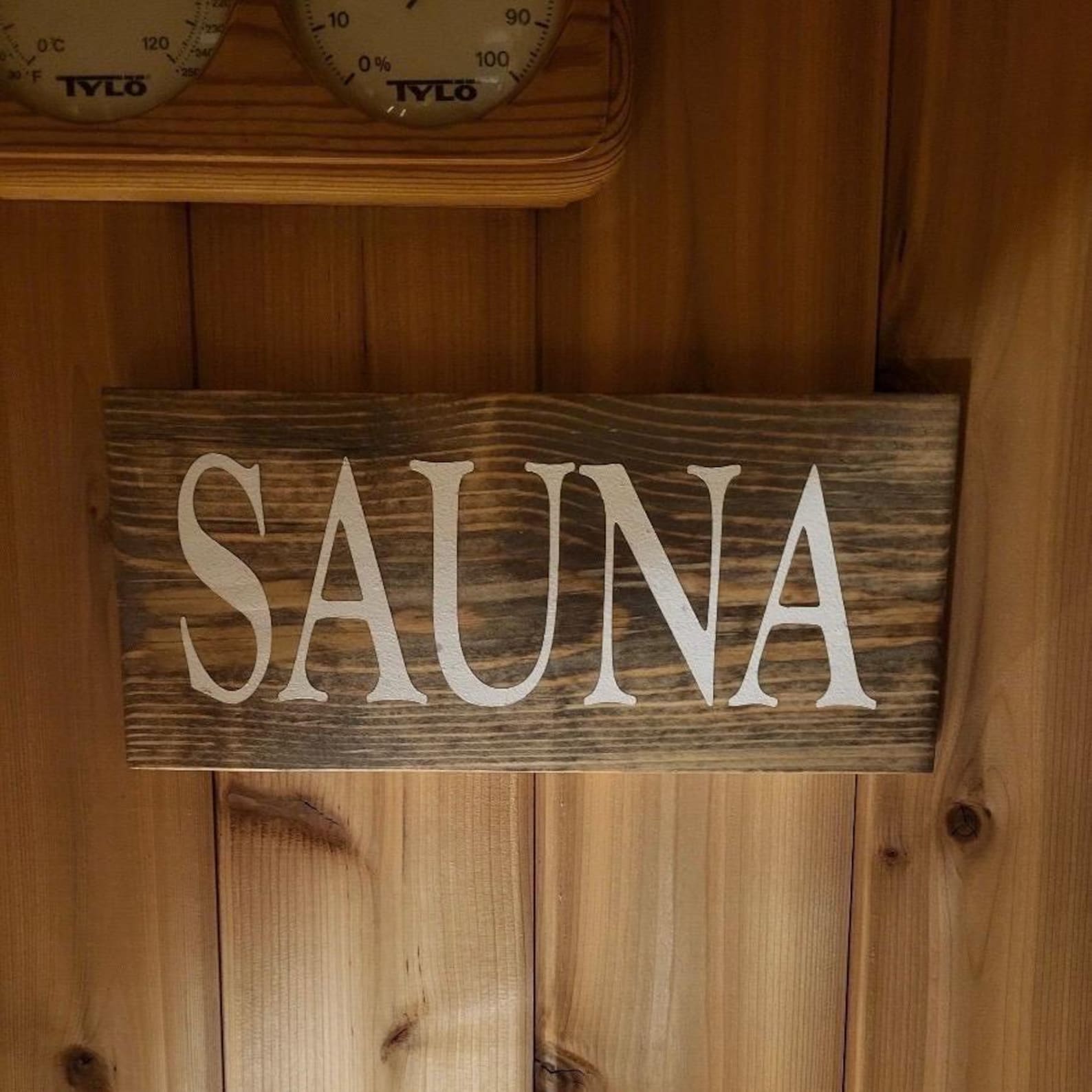 Sauna Sign - Wall Decor for a Sauna or Spa, Wood, Paint, Stencil, Sauna ...