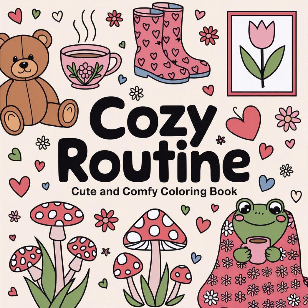 Bold & Easy Cozy Routine Digital Coloring Book 90 Pages Instant ...