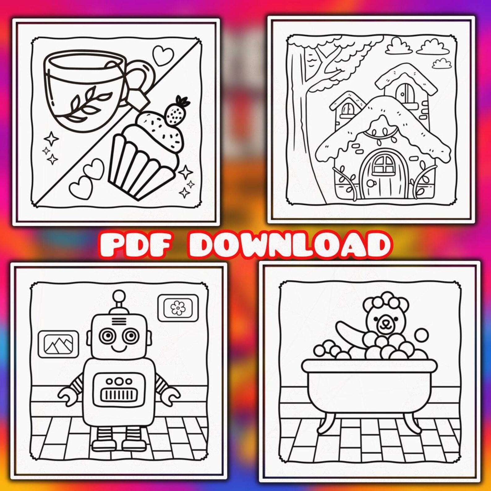Bold & Easy Coloring Pages for Kids and Adults – Simple Thick Line Art ...