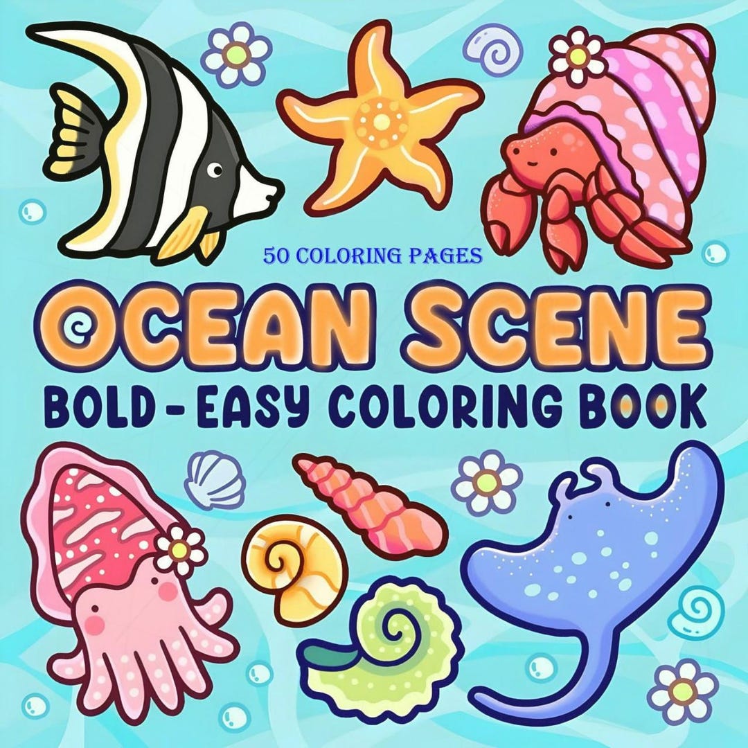 Coco Wyo Ocean Scene Digital Coloring Book 50 Pages Instant Download ...