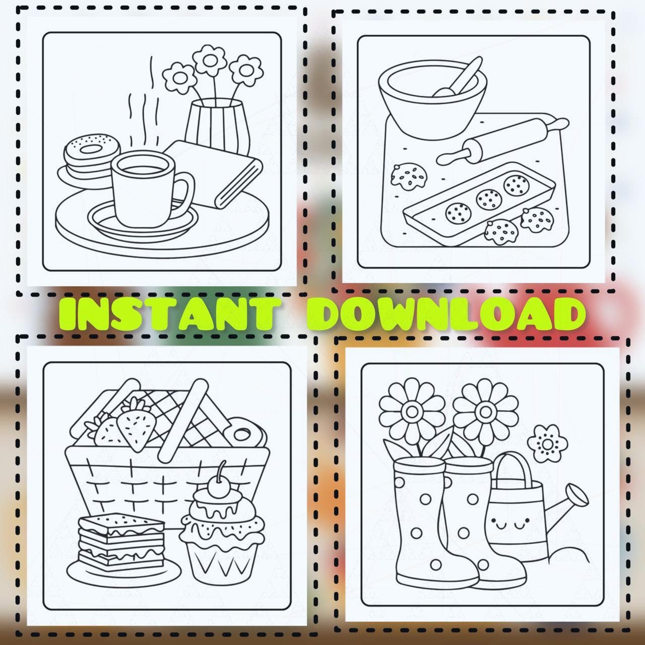 Bold & Easy Cozy and Cute Digital Coloring Book 50 Pages Instant ...