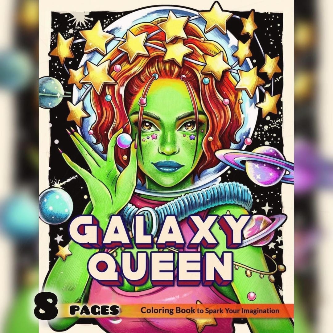 Coco Wyo Galaxy Queen Digital Coloring Book 8 Pages Instant Download ...