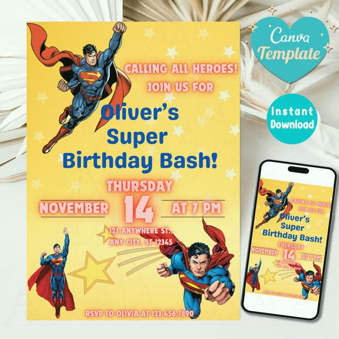 Editable Superheroes Birthday Invitation, Superhero Birthday Invite ...