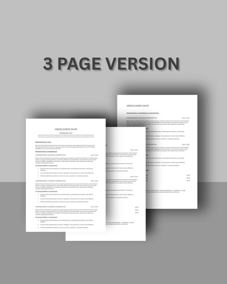 Simple ATS Friendly Resume Template With Cover Letter and Reference ...