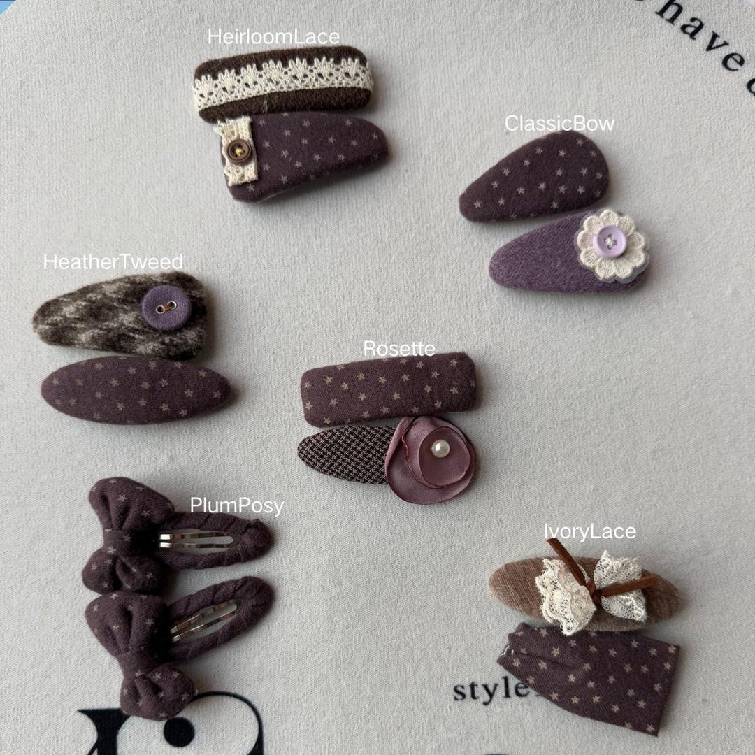 Cozy Fabric Snap Hair Clips | Cottagecore Lace & Tweed Barrettes ...