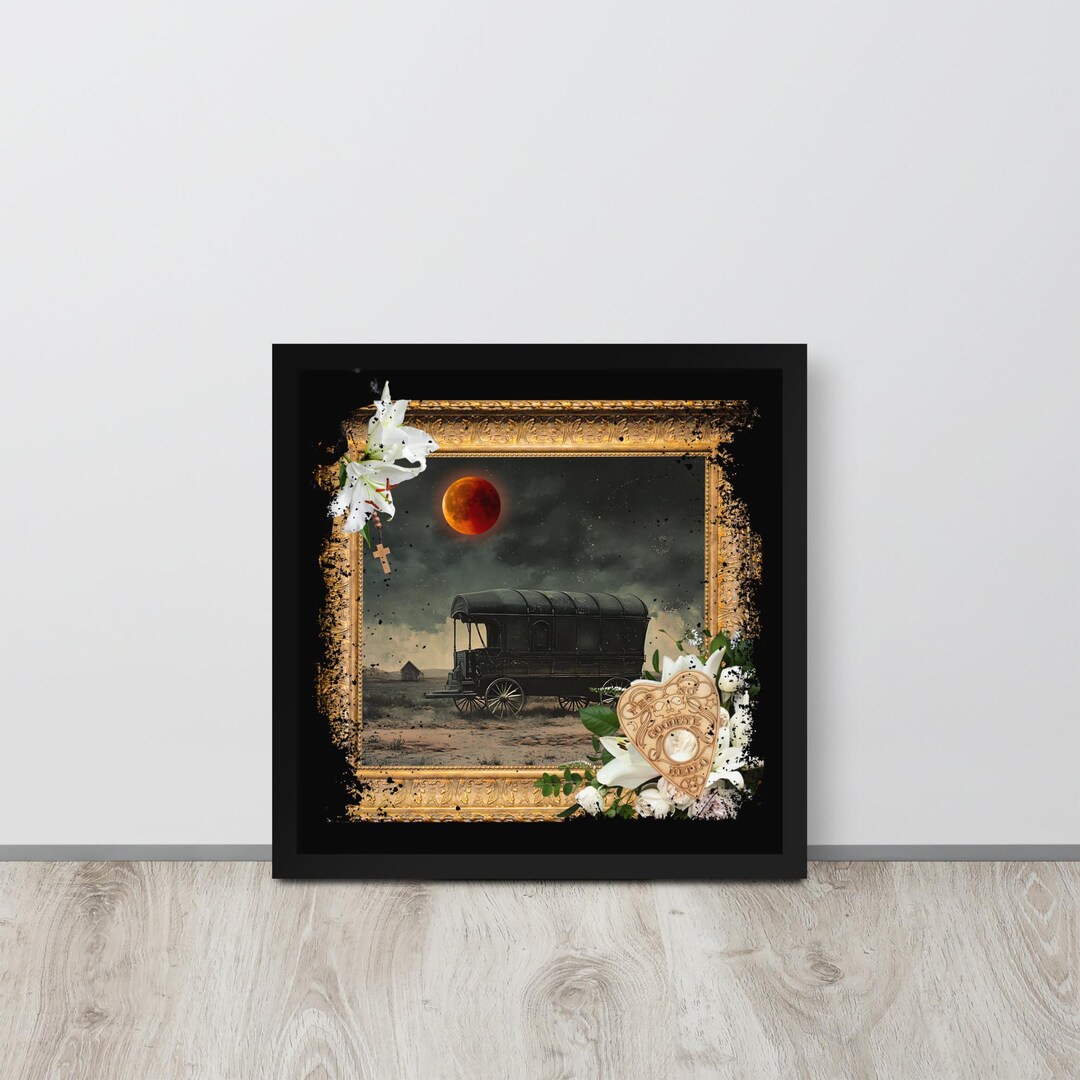Red Moon Goodbye -western Gothic Framed Poster - Dark Western Vibe Art ...