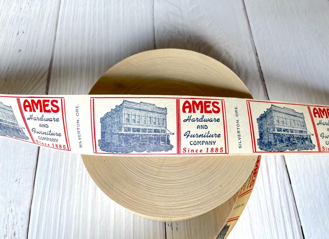 Vintage Gummed Advertising Label Tape - Ames Hardware and Furniture Co ...