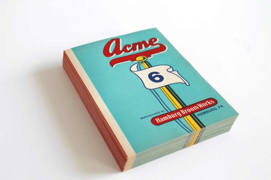 Vintage Acme Brand Turquoise and Red Broom Labels - Etsy
