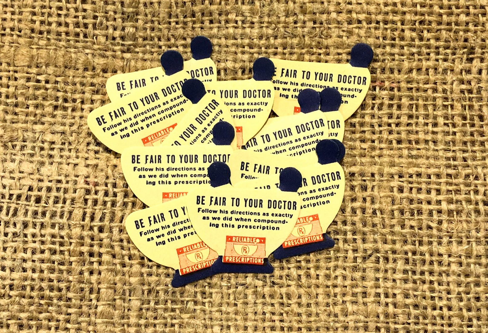 Vintage Gummed Pharmacy Labels - Small Die Cut Mortar and Pestle Shape ...