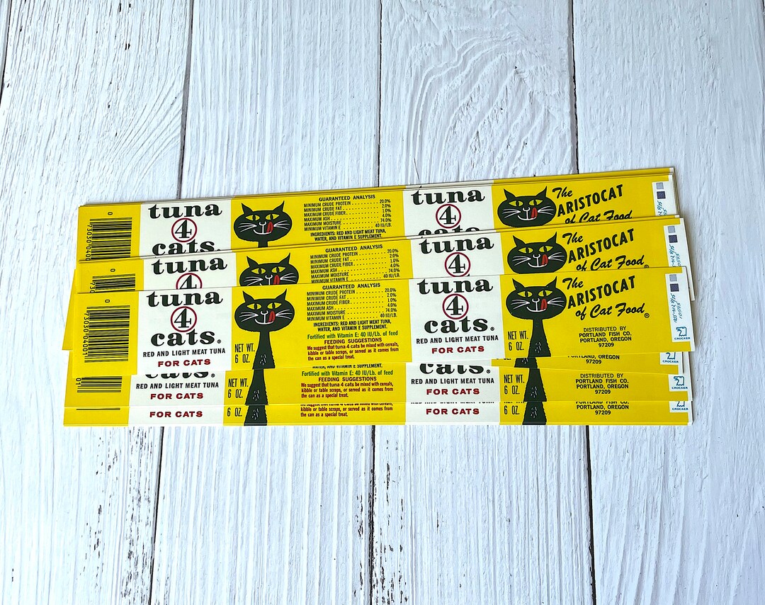 Vintage Pet Food Labels - Tuna for Cats - the Aristocat of Cat Foods - Etsy
