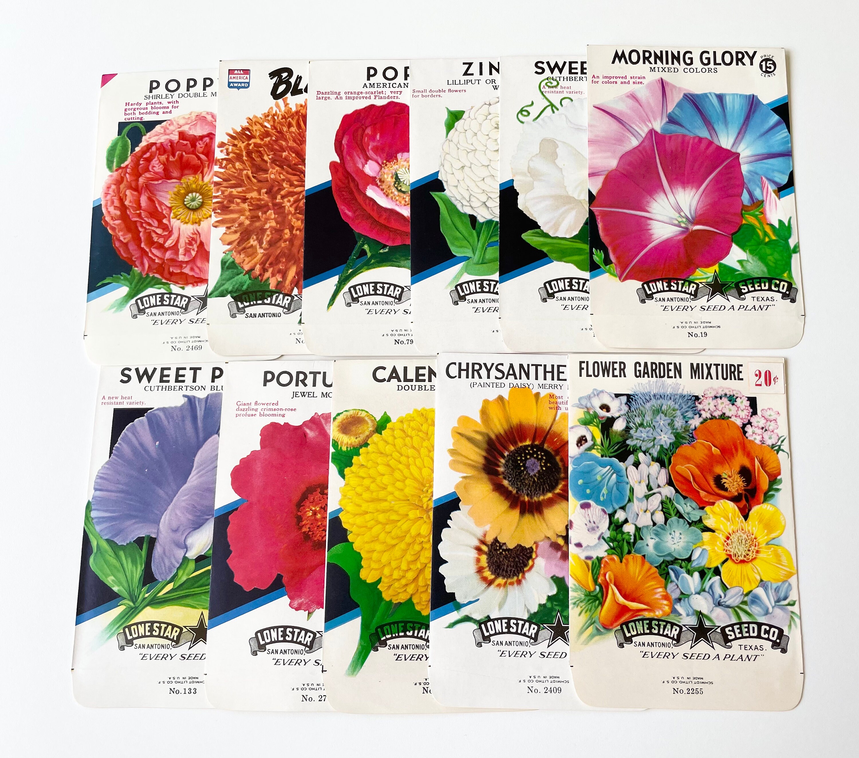 Bundle of vintage floral seed packets | Etsy