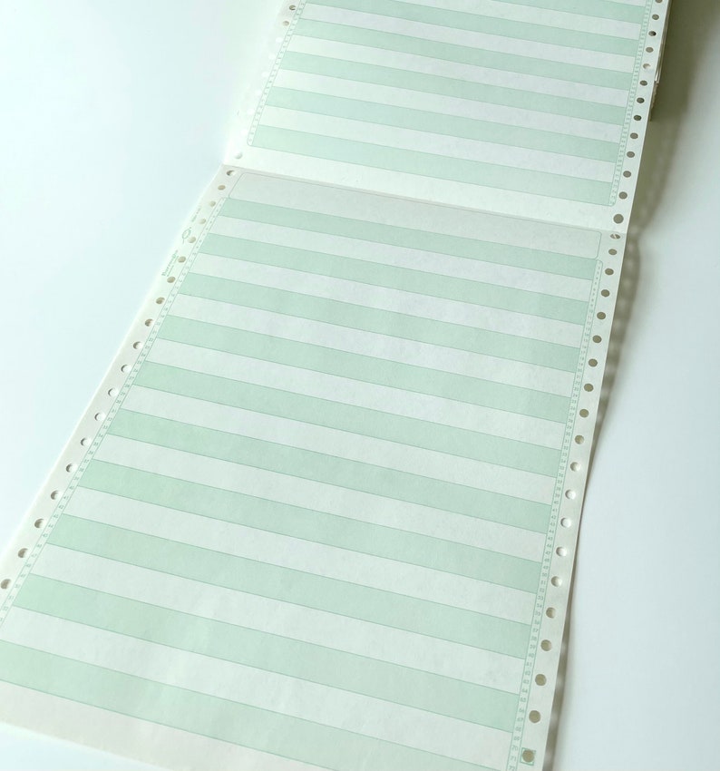 Vintage Green Bar Continuous Feed Computer Paper - Etsy