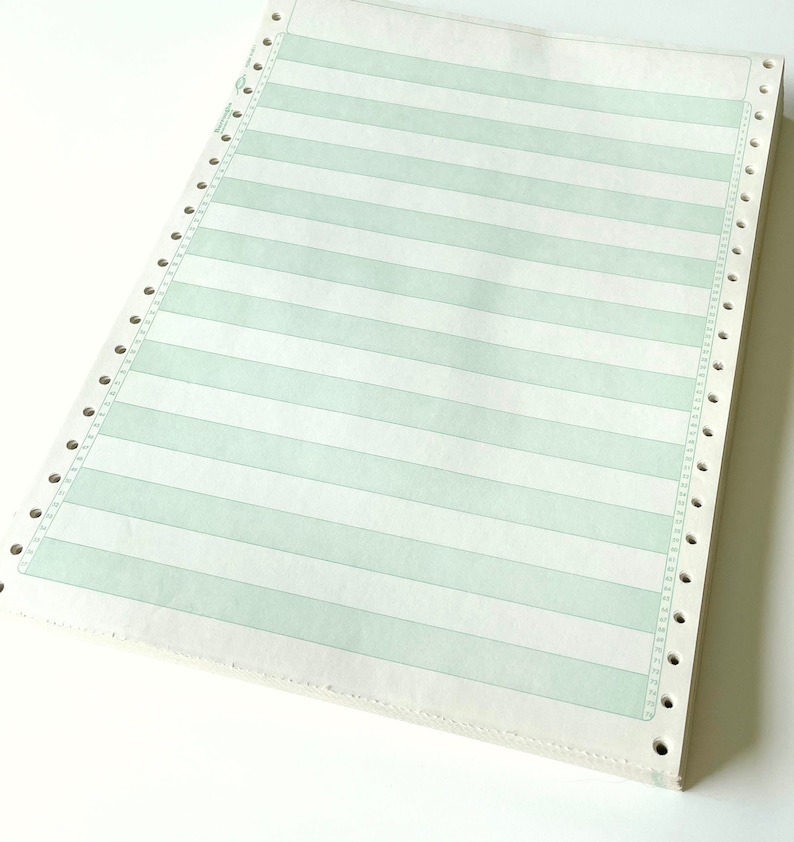 Vintage Green Bar Continuous Feed Computer Paper - Etsy