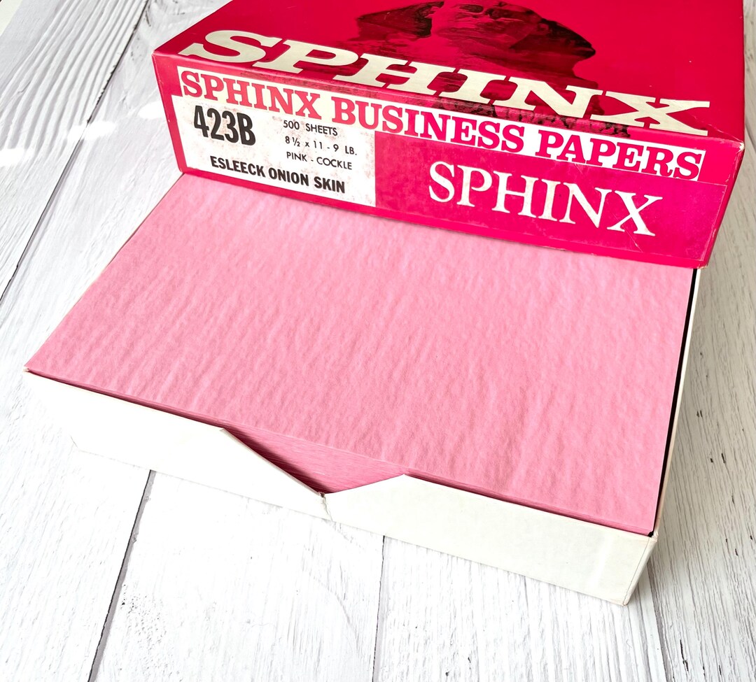 Vintage Pink Onion Skin Paper - Sphinx Brand, Letter Size 8.5" by 11 ...