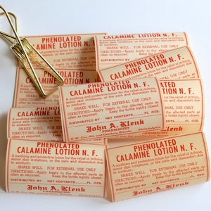 Vintage Phenolated Calamine Lotion RX Labels Red - Etsy