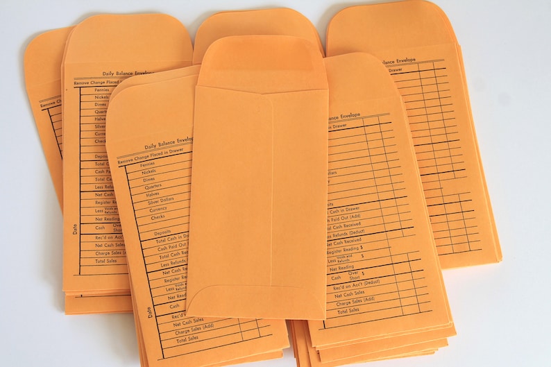 Vintage Bank Deposit Envelopes Daily Cash Balance Forms | Etsy