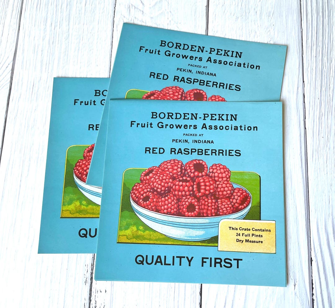 Vintage Crate Labels - Borden-pekin Red Raspberries - Etsy