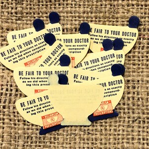Vintage Gummed Pharmacy Labels - Small Die Cut Mortar and Pestle Shape ...