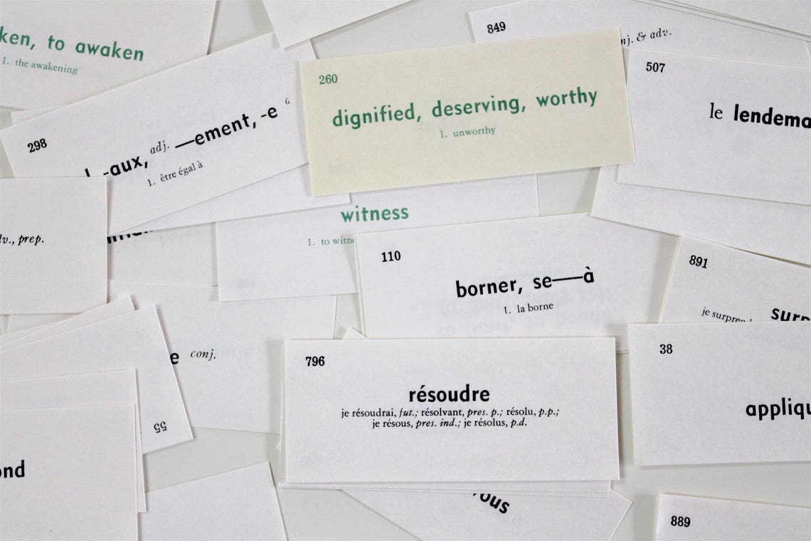 Vintage Mini Flashcards - French Vocabulary Cards - Etsy