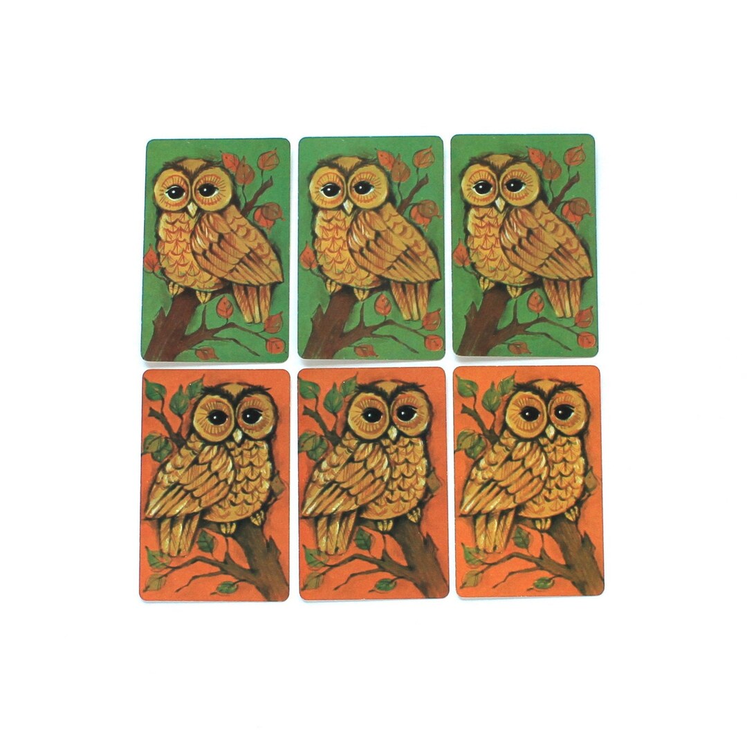 Vintage Owl Playing Cards in Green and Orange - Etsy