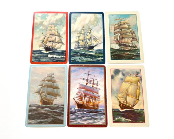 Vintage Playing Cards Sailboats | Etsy