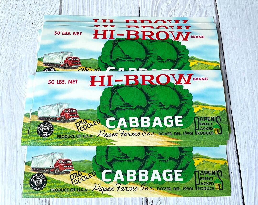 Vintage Crate Labels - Hi-brow Cabbage - Etsy