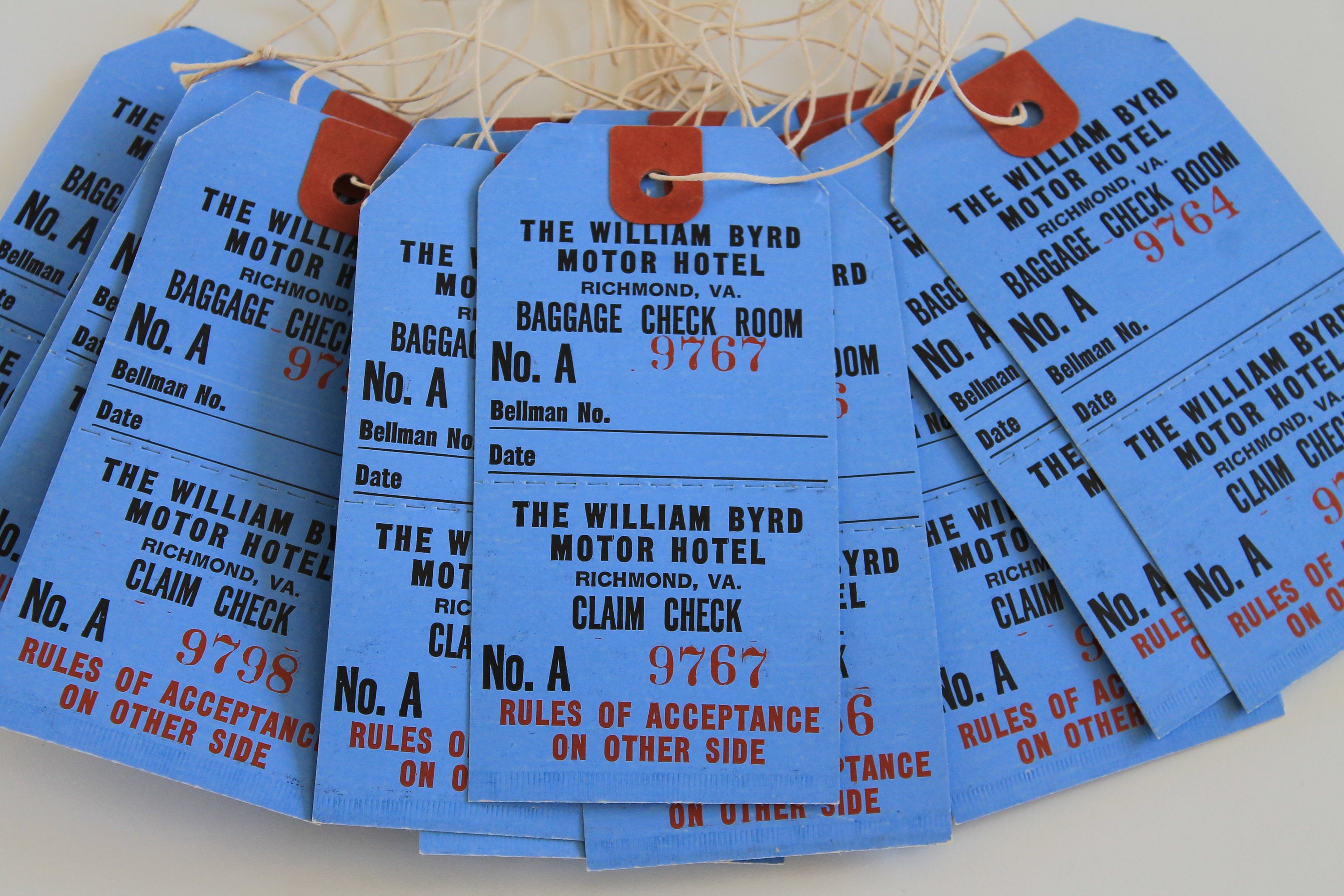 Vintage Hotel Baggage Tags Blue Luggage Tags For The William Byrd