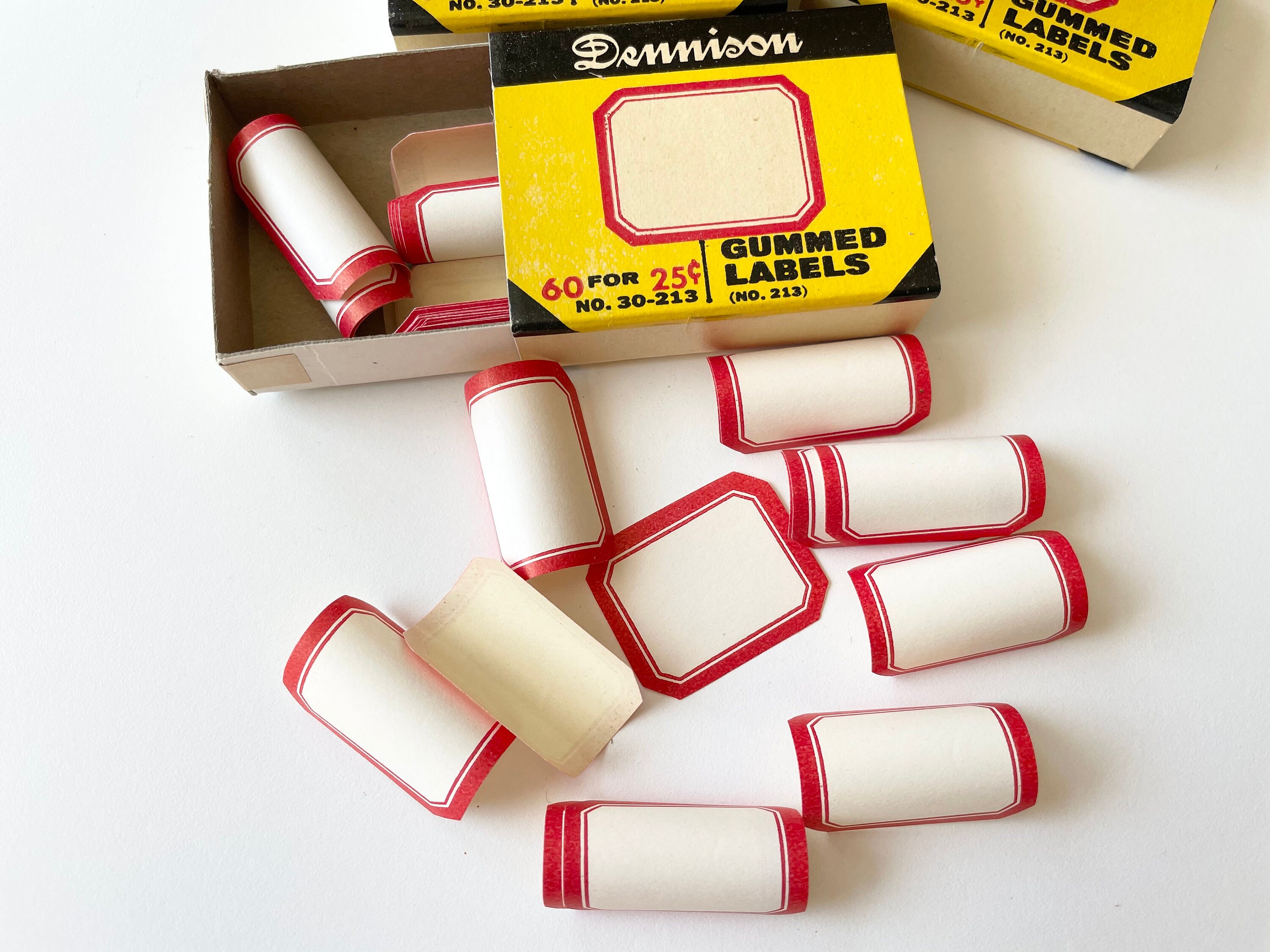 Full Box of Vintage Dennison Labels Red Bordered Gummed | Etsy