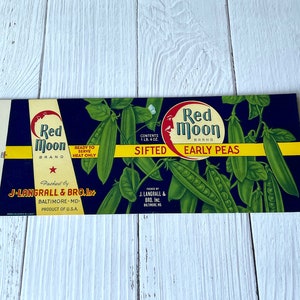 Vintage Red Moon Can Labels - Early Peas - Etsy