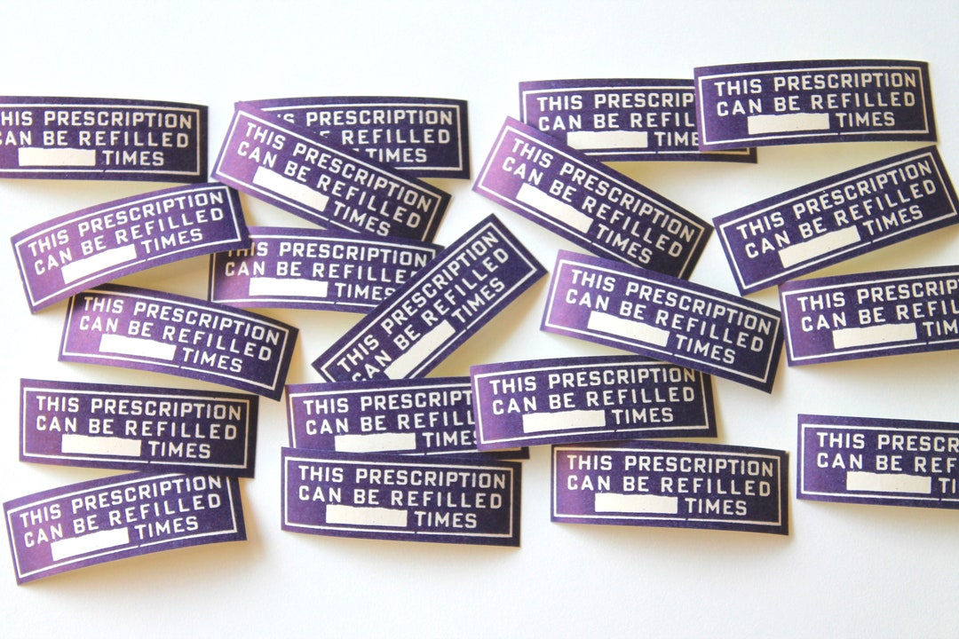 Vintage Blue Pharmacy Labels - Refill Instructions - Etsy