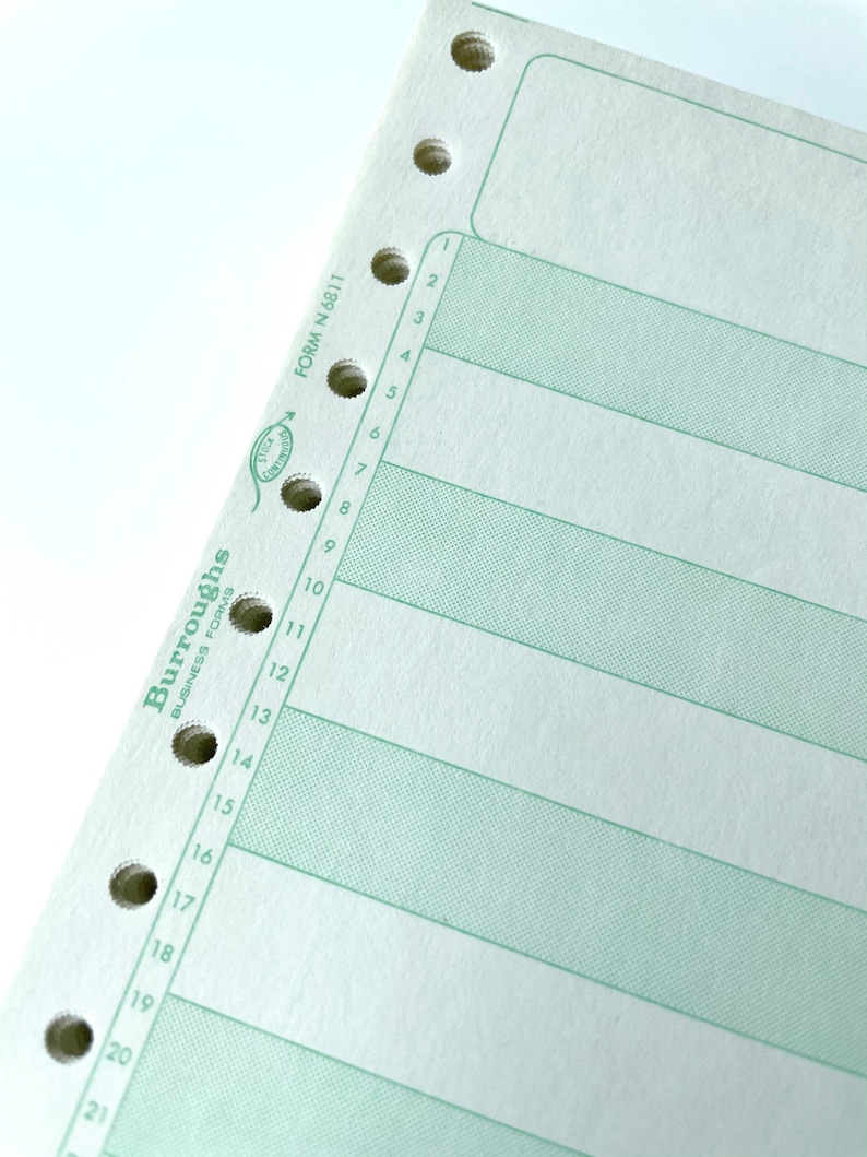 Vintage Green Bar Continuous Feed Computer Paper - Etsy
