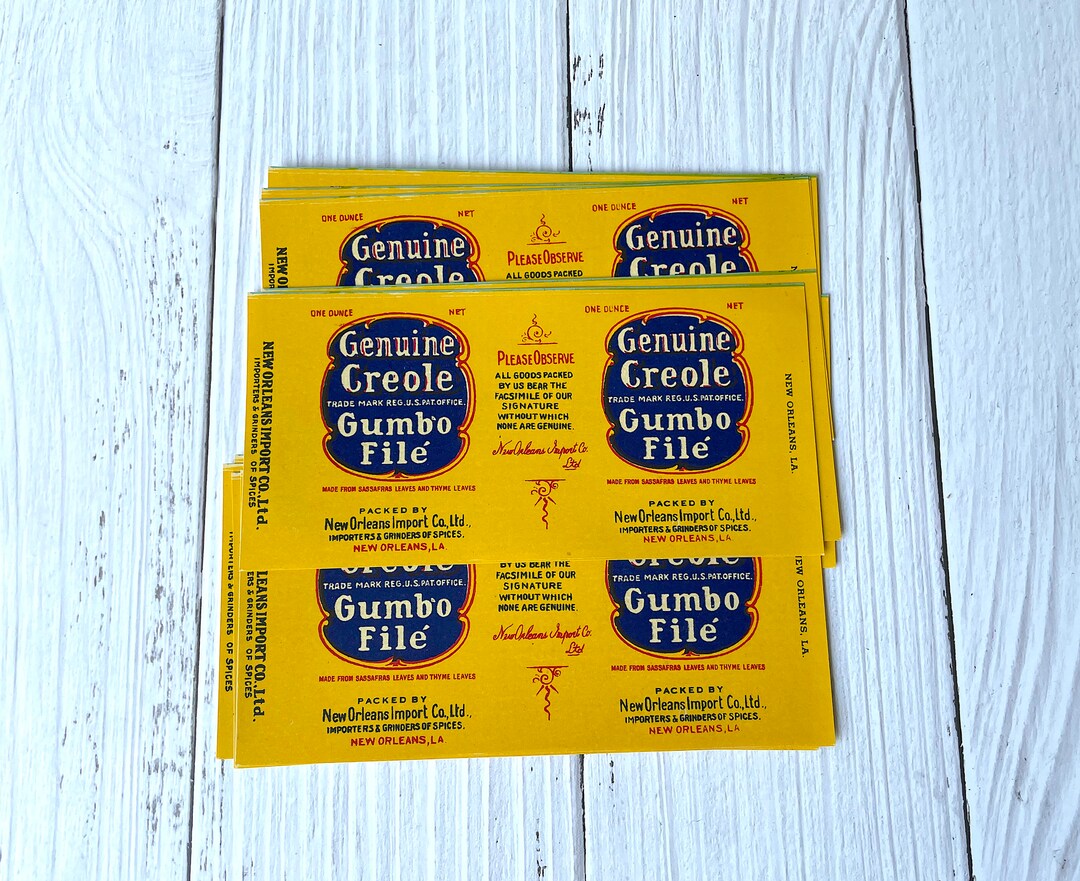 Vintage Spice Labels - Genuine Creole Gumbo Filé Seasonings - Etsy