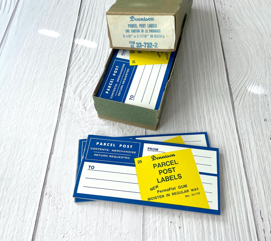 Vintage Pad of Dennison Parcel Post Labels - No. 33-732 Blue Bordered ...