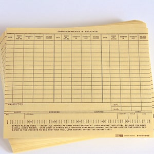 Vintage Disbursement Form Cards - Printed Index Cards in Buff - Etsy
