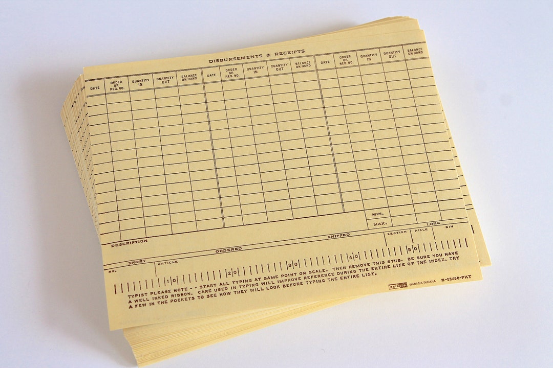 Vintage Disbursement Form Cards - Printed Index Cards in Buff - Etsy