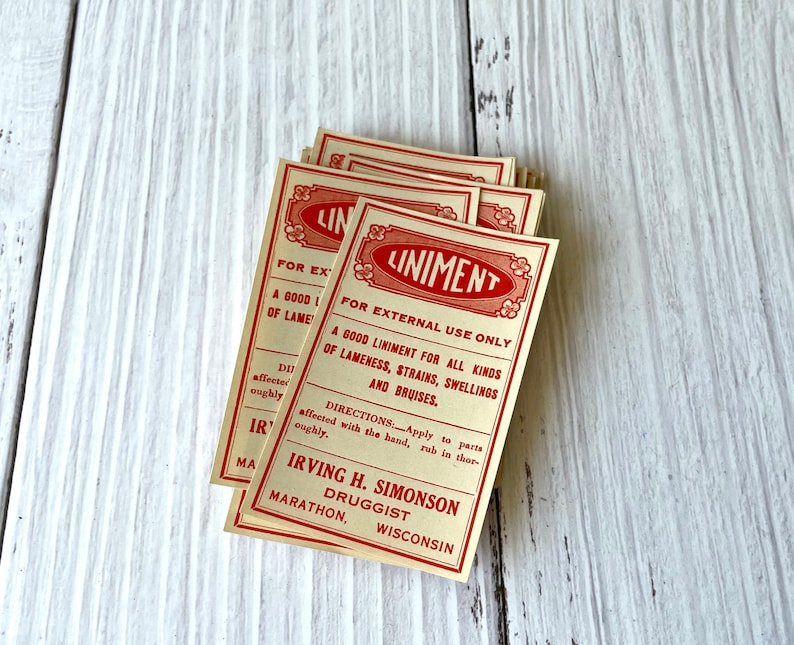 Antique Apothecary Labels - Red Liniment Labels - Etsy