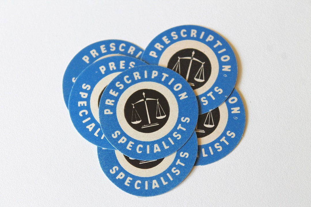 Vintage Blue Pharmacy Labels - Prescription Specialists - Etsy